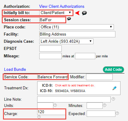Create a Balance Forward for a Client – Therabill