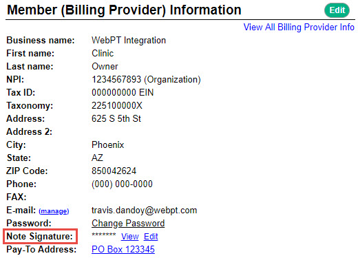 Note Signature Code – Therabill